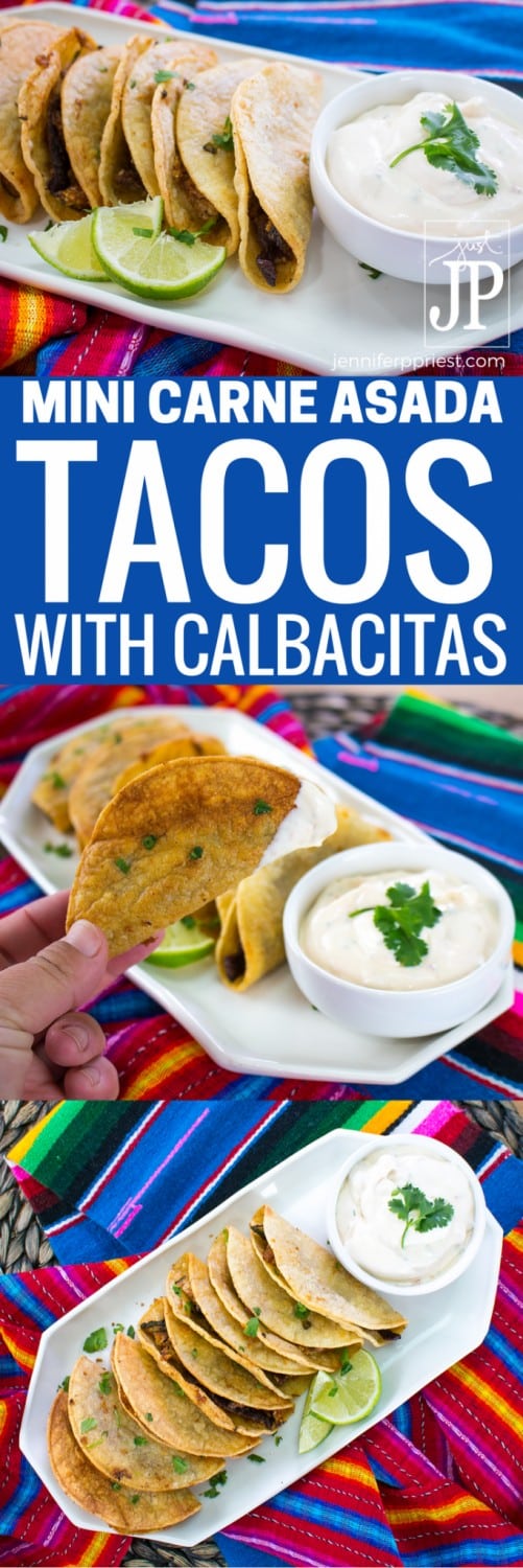 Mini Carne Asada Taco Recipe with Calbacitas - Game Day Recipe