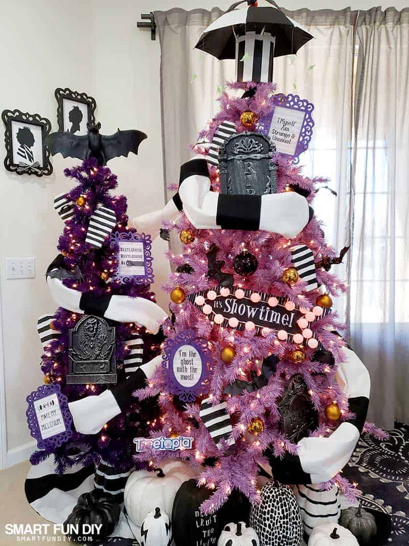 Throwback to the 80s with these Beetlejuice Halloween Trees!